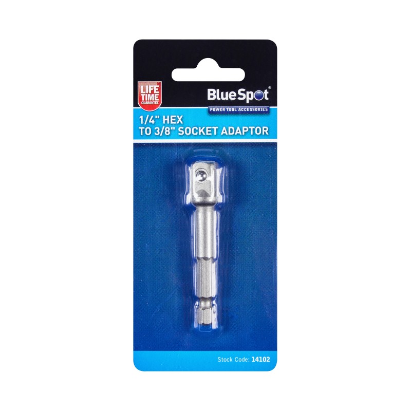 Blue Spot Tools Socket Adapter 1/4 Inch Hex to 3/8 Inch Socket 14102 ...
