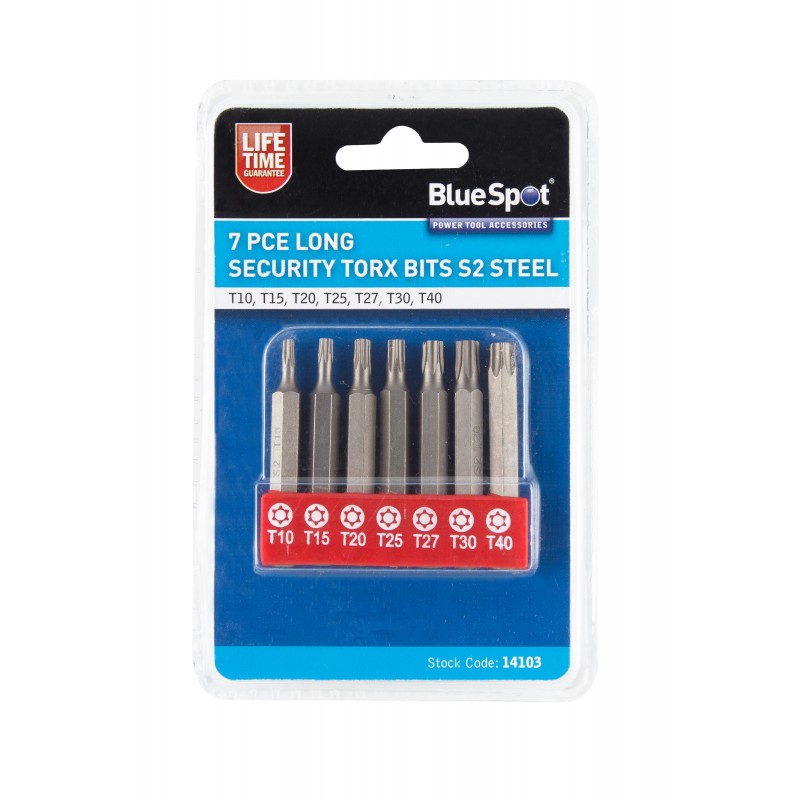 Blue Spot Tools Security Torx 50mm Long Bit Set 14103 Bluespot ...