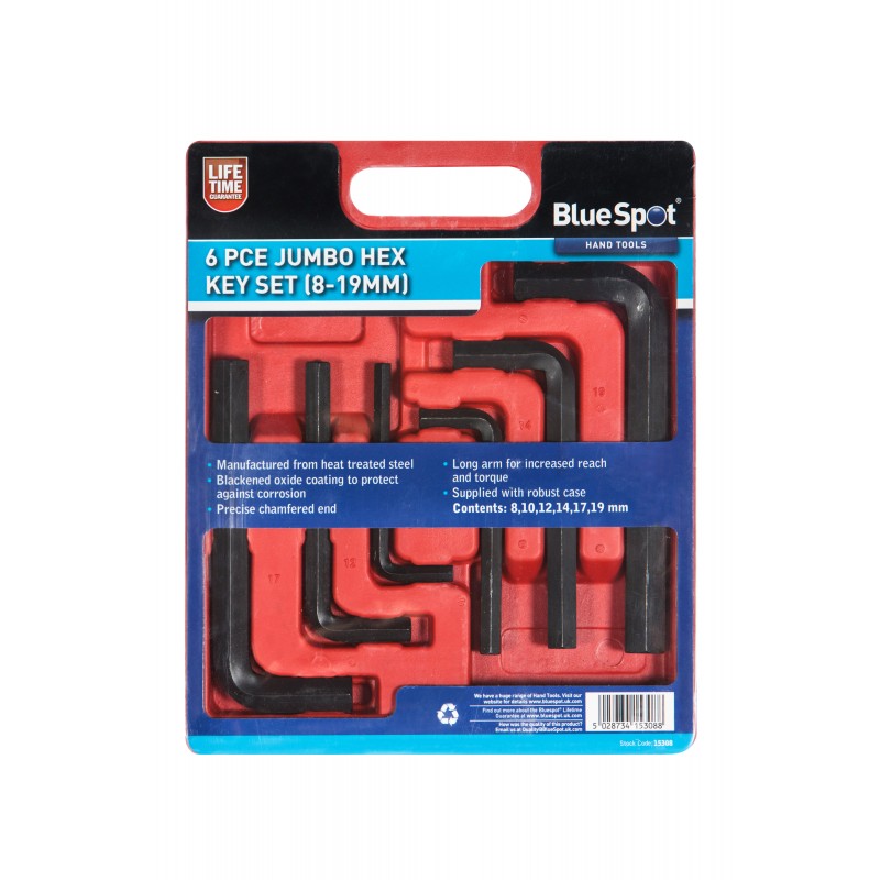 Blue Spot Tools Jumbo Large Size Hex Key 6pc Set 15308 Bluespot ...