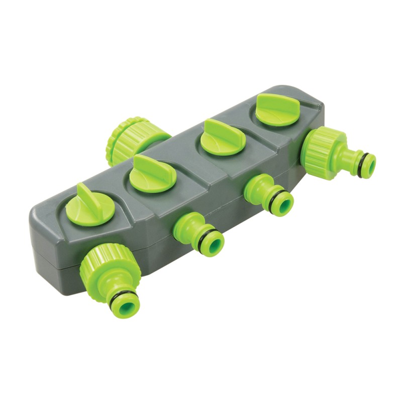Silverline Tools 4 Way Valved Garden Hose Splitter Tap Connector 167269 ...
