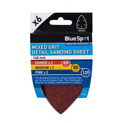 Blue Spot Tools Detail Sander Sanding Sheets 140mm Mixed Grit 19876 ...