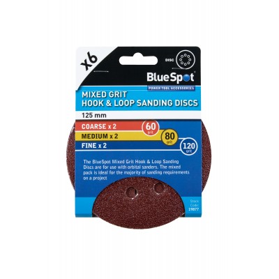 Blue Spot Tools Sander Sanding Disc 125mm Mixed Grit 19877 Bluespot ...
