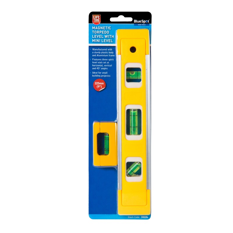 Blue Spot Tools Magnetic Torpedo Level inc Mini Level 34226 Bluespot ...