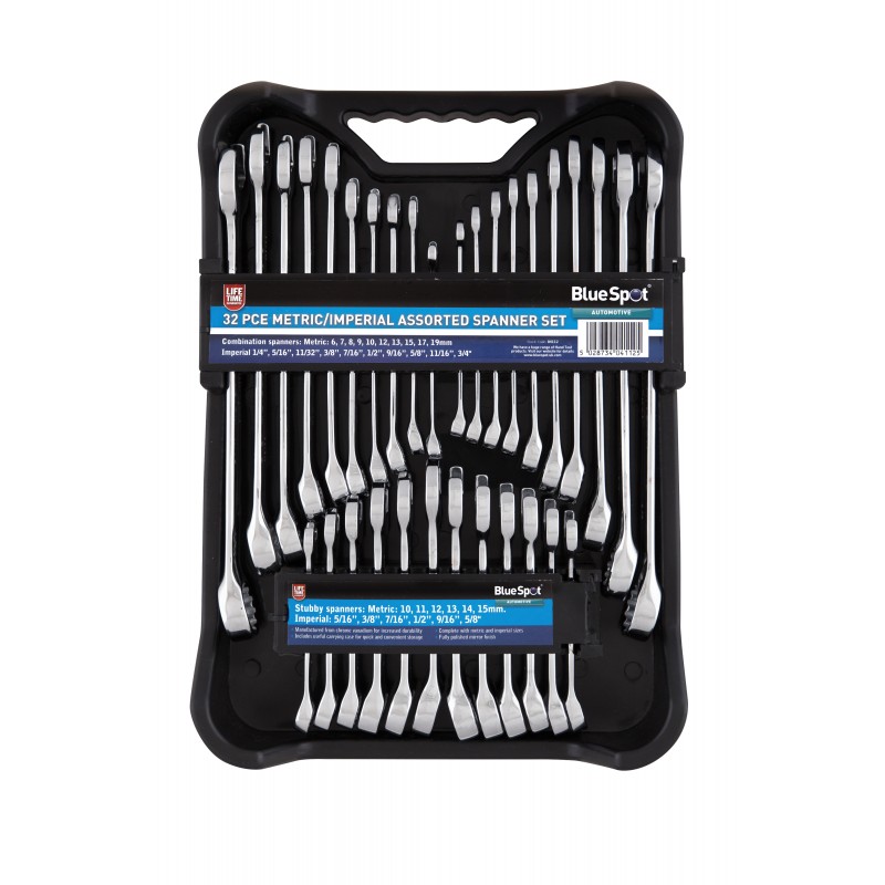 Blue Spot Tools Metric Imperial Mixed Combination Spanner 32pc Set ...