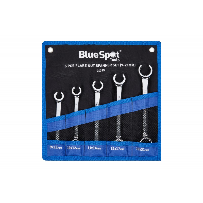 Blue Spot Tools 5pc Flare Nut Spanner Set 9mm to 21mm 04315 | Sealants ...