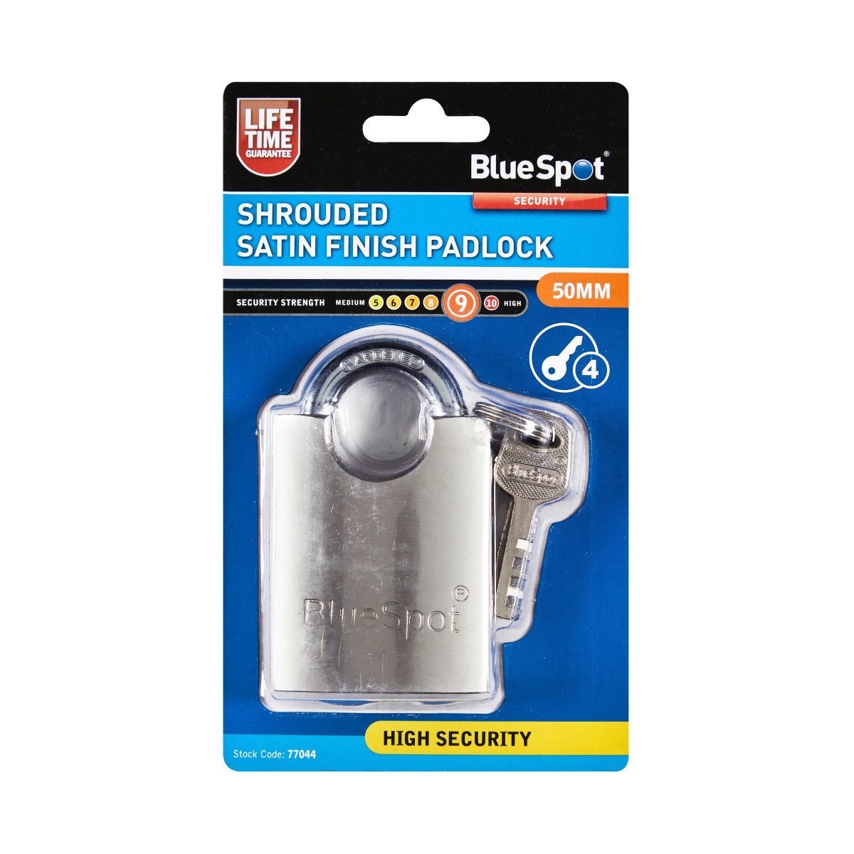 Blue Spot Shrouded Security Padlock 50mm Satin 77044 Bluespot ...