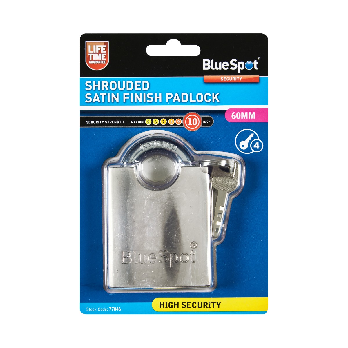 Blue Spot Shrouded Security Padlock 60mm Satin 77046 Bluespot ...