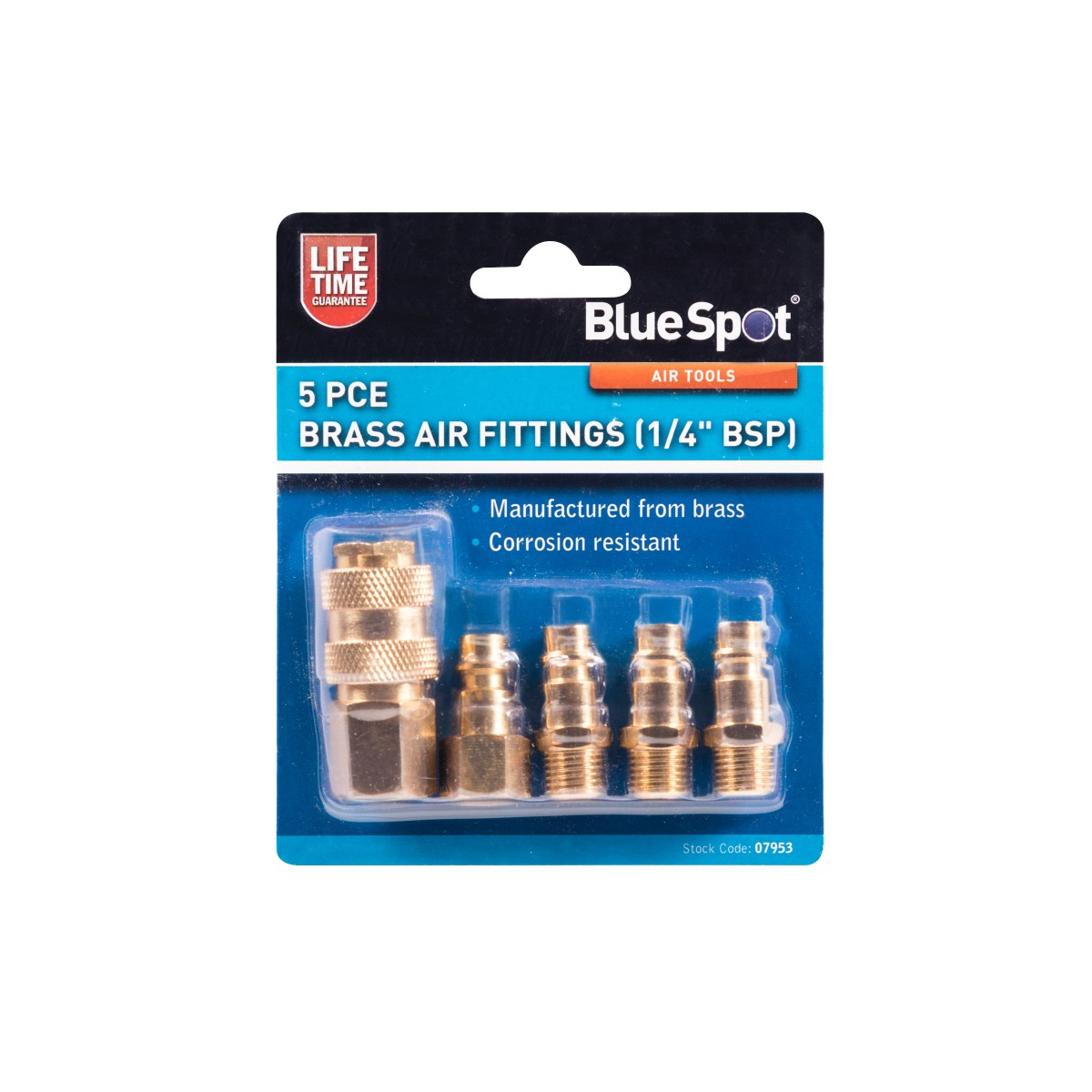 Blue Spot Tools 5 Piece Brass Air Line Tool Hose Fittings BSP 07953 ...