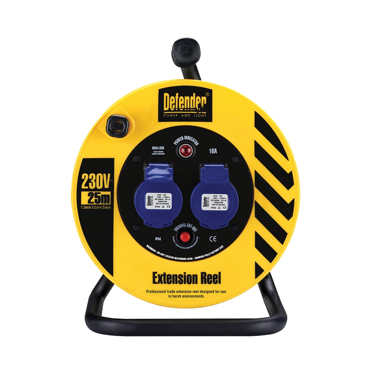 Defender Light Industrial Electric Power Reel 25m 240V E86475 ...