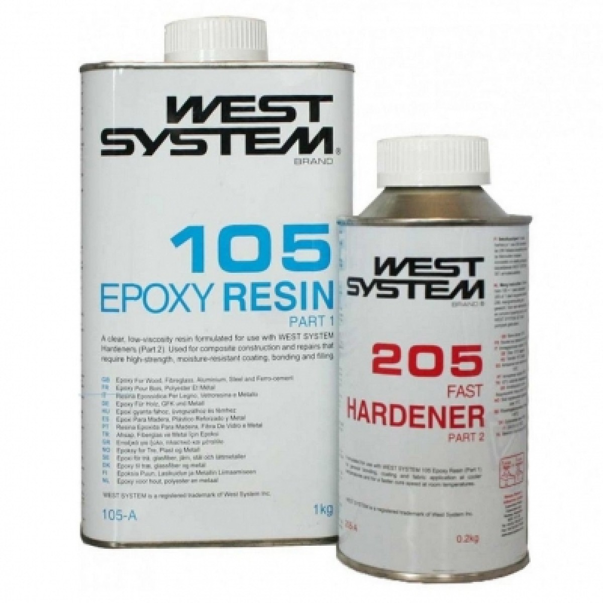 West System 105-A Epoxy Resin Part-1 205 Fast Hardener Part-2 105-205A ...