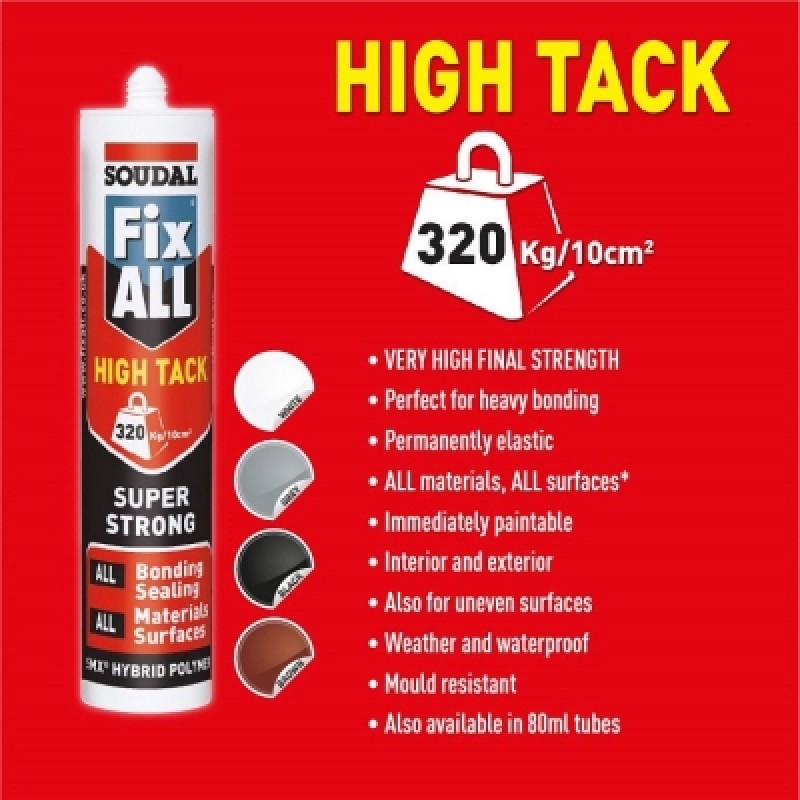 Soudal Fix ALL TURBO BLACK Super Fast High Grab Adhesive Sealant ...