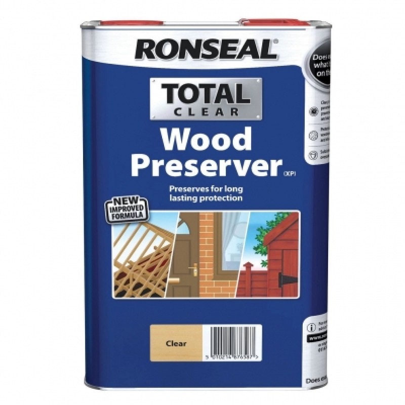 Ronseal Total Clear Wood Preserver Rot Fungi Woodworm 5 Litre ...