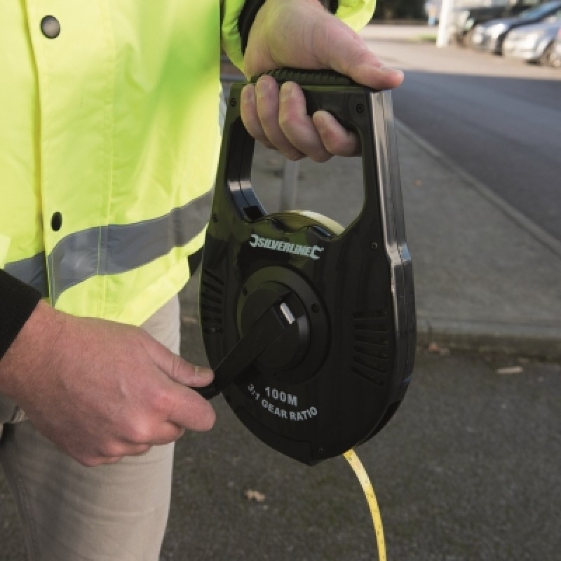 Silverline Surveyors Fast Rewind Tape Measure Reel 100m 250220 ...