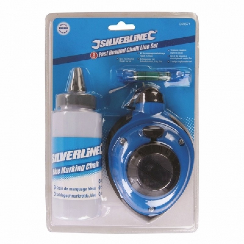 Silverline Fast Rewind Line Level and Chalk Line 3pc Set 250571 ...