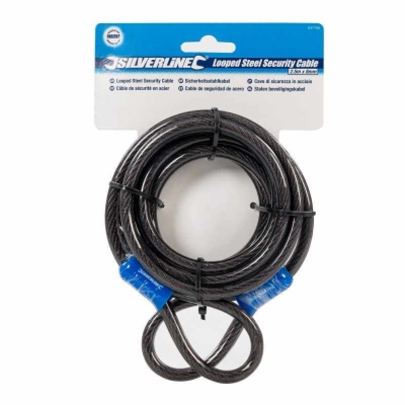 Silverline Looped Cable Security Padlock 2.5m 8mm 647706 | Sealants and ...