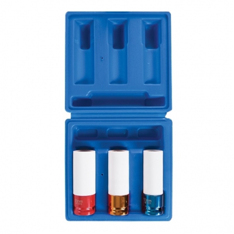 Silverline Alloy Car Wheel Nut Bolts Impact Sockets 17mm 19mm 21mm ...