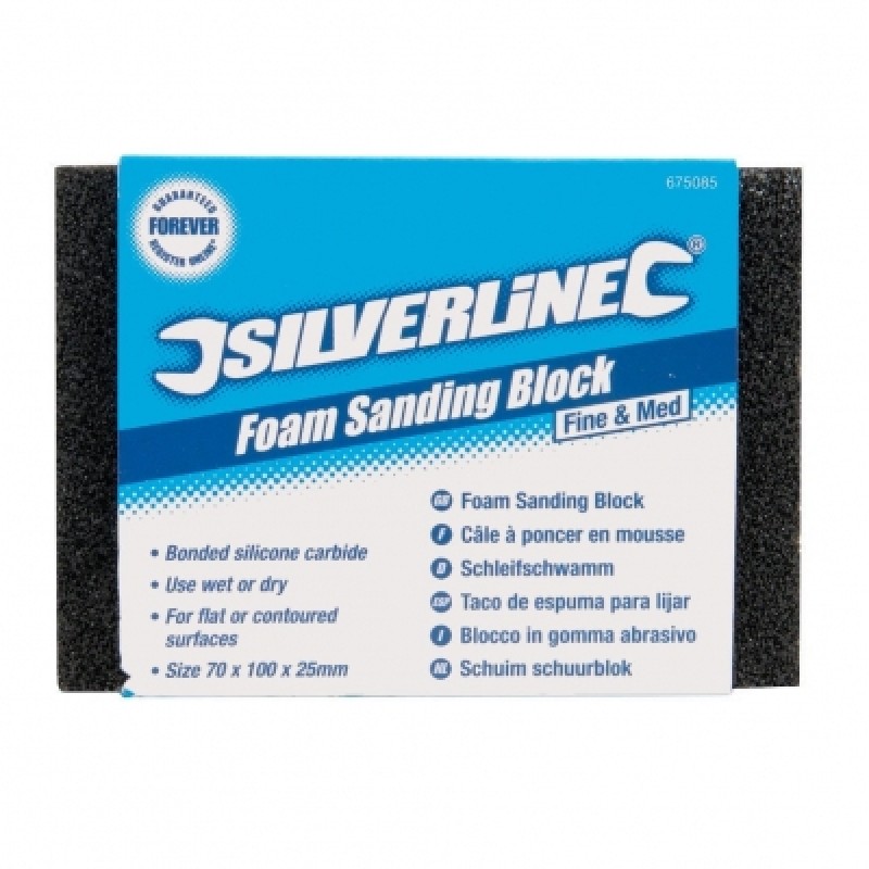 Silverline Foam Wet and Dry Sanding Block Fine Medium 675085| Sealants ...