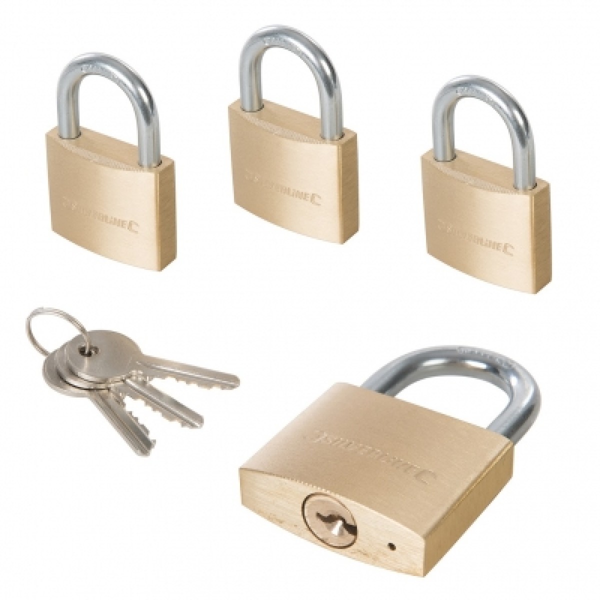 Silverline Brass Same Key Keyed Alike 40mm Padlocks 4pk 675152 ...