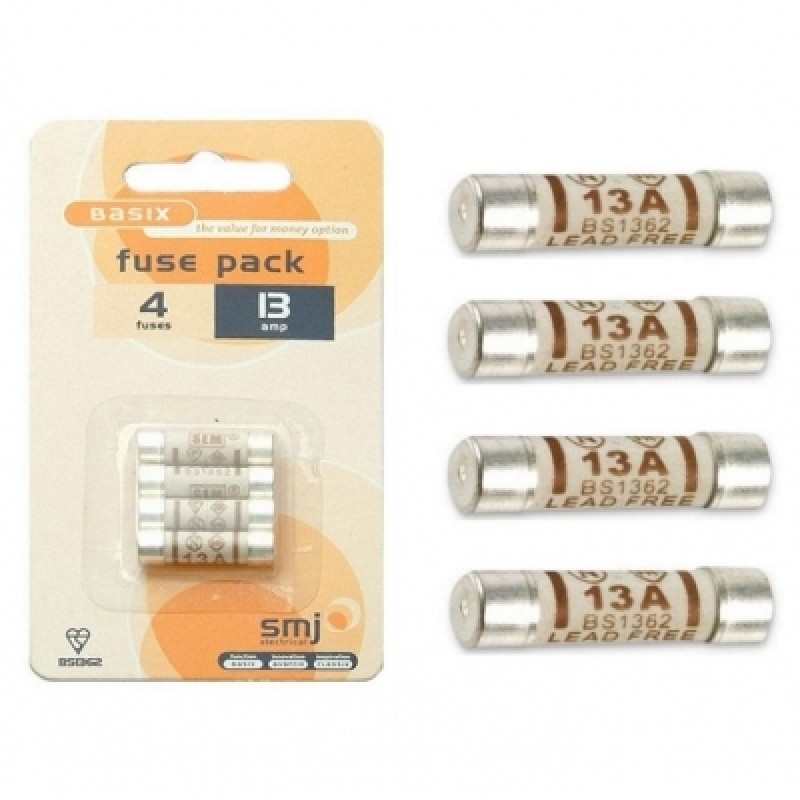SMJ Replacement 13 amp Electric Plug Fuse Pack of 4 FU13AC | Sealants ...