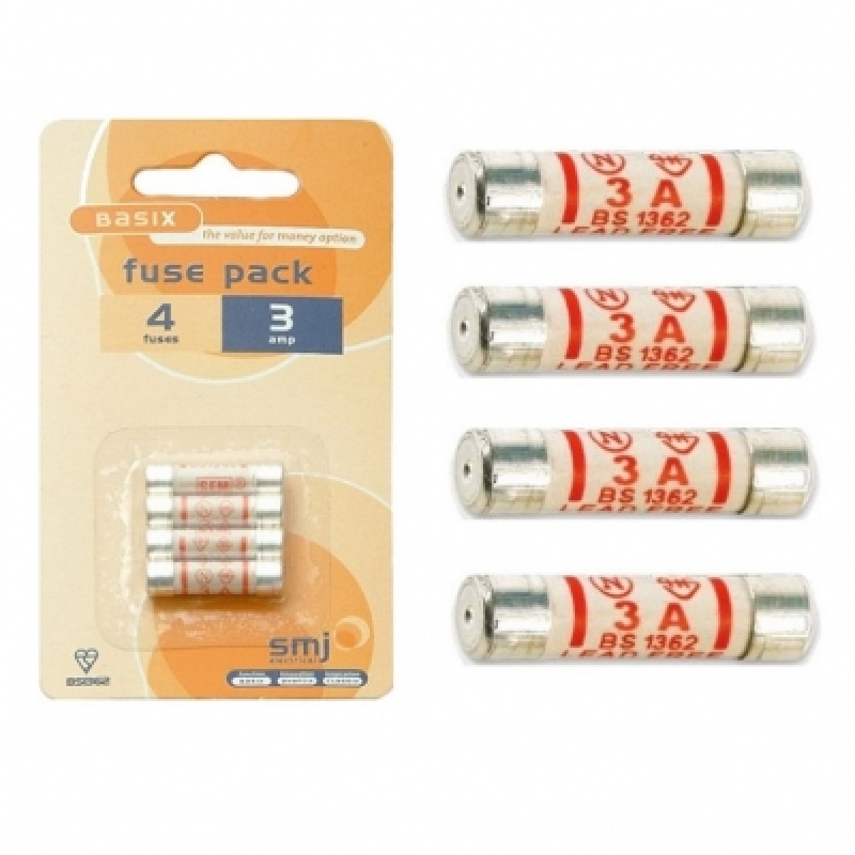 SMJ Replacement 3 amp Electric Plug Fuse Pack of 4 FU03AC | Sealants ...