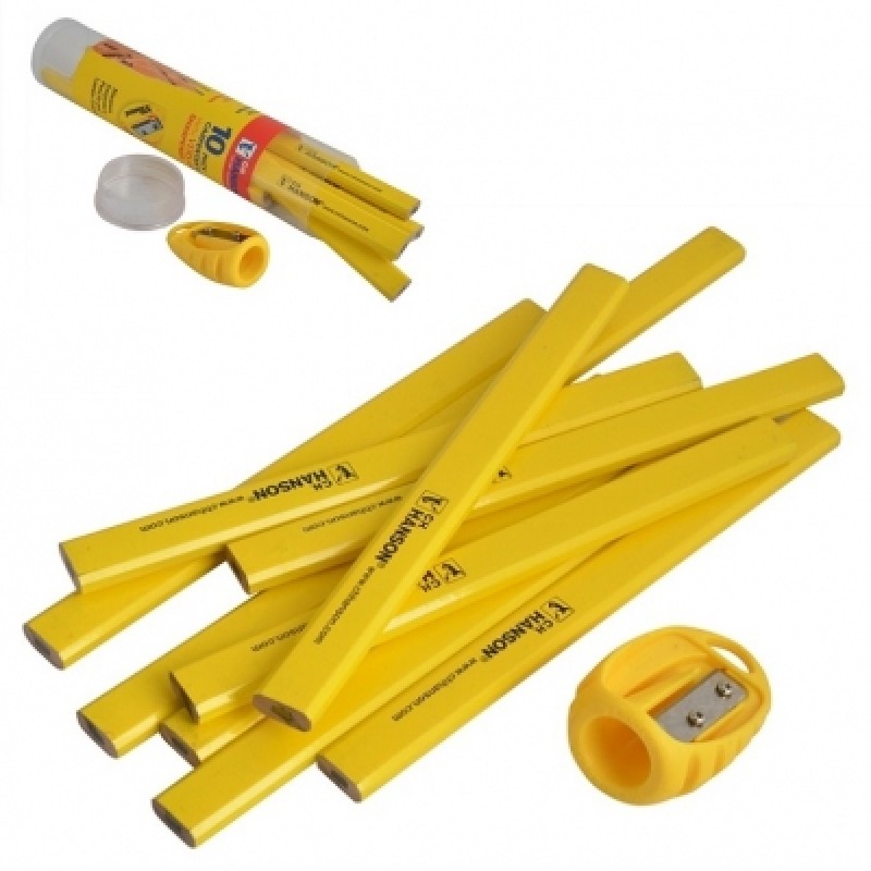 C H Hanson Carpenters Pencil Markers and Sharpener Set 10 Pack 00213 ...