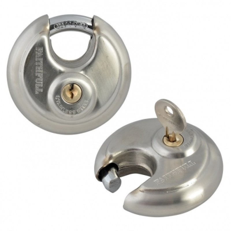 Faithfull 70mm Diskus Stainless Steel Round Disc Padlock FAIPLSS70DIS ...
