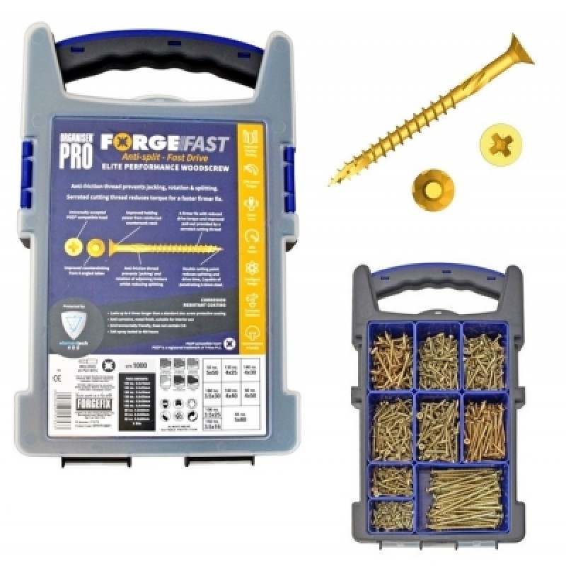 ForgeFix ForgeFast Pozi Elite Wood Screws 1000pc Organiser Set ...