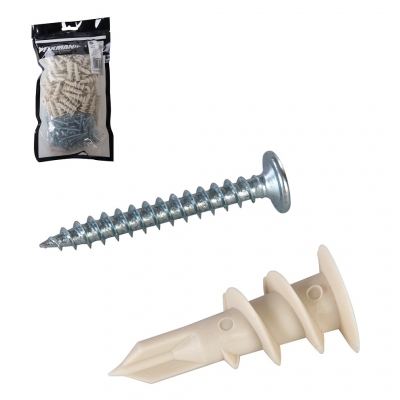 Fixman Speed Wall Plug Screw Plasterboard Fixings 12mm x 32mm 100pk ...