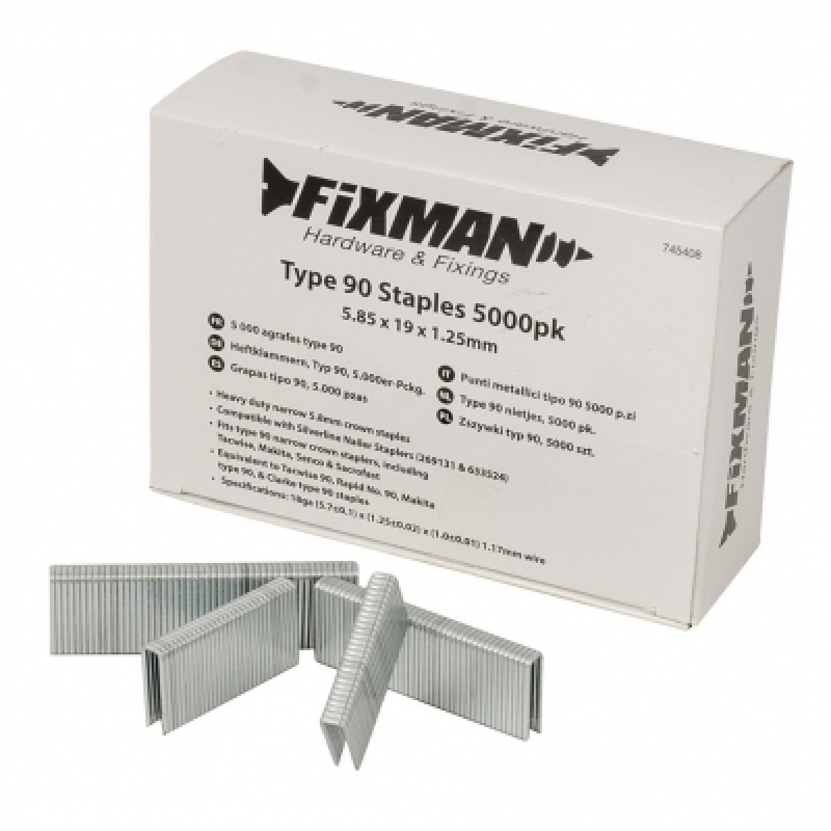 Fixman Type 90 Stapler 19mm Staples 5000pk 745408 | Sealants and Tools ...