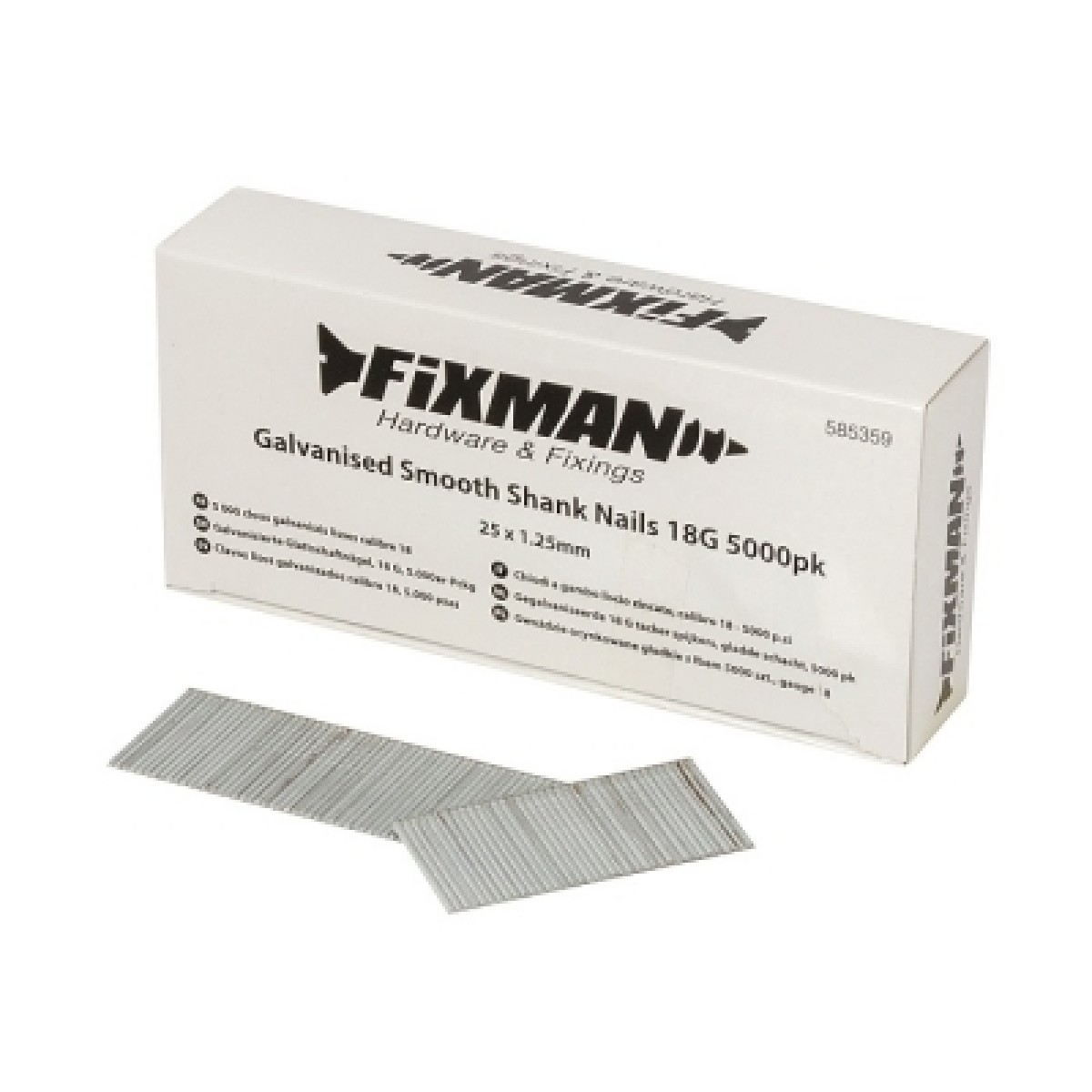 Fixman Galvanised Smooth-Shank Nails 25mm 18g 5000pk 585359 | Sealants ...