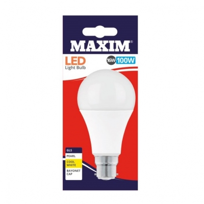 Maxim LED Bayonet Low Energy Light Bulb 16w = 100w GLS Cool White ...