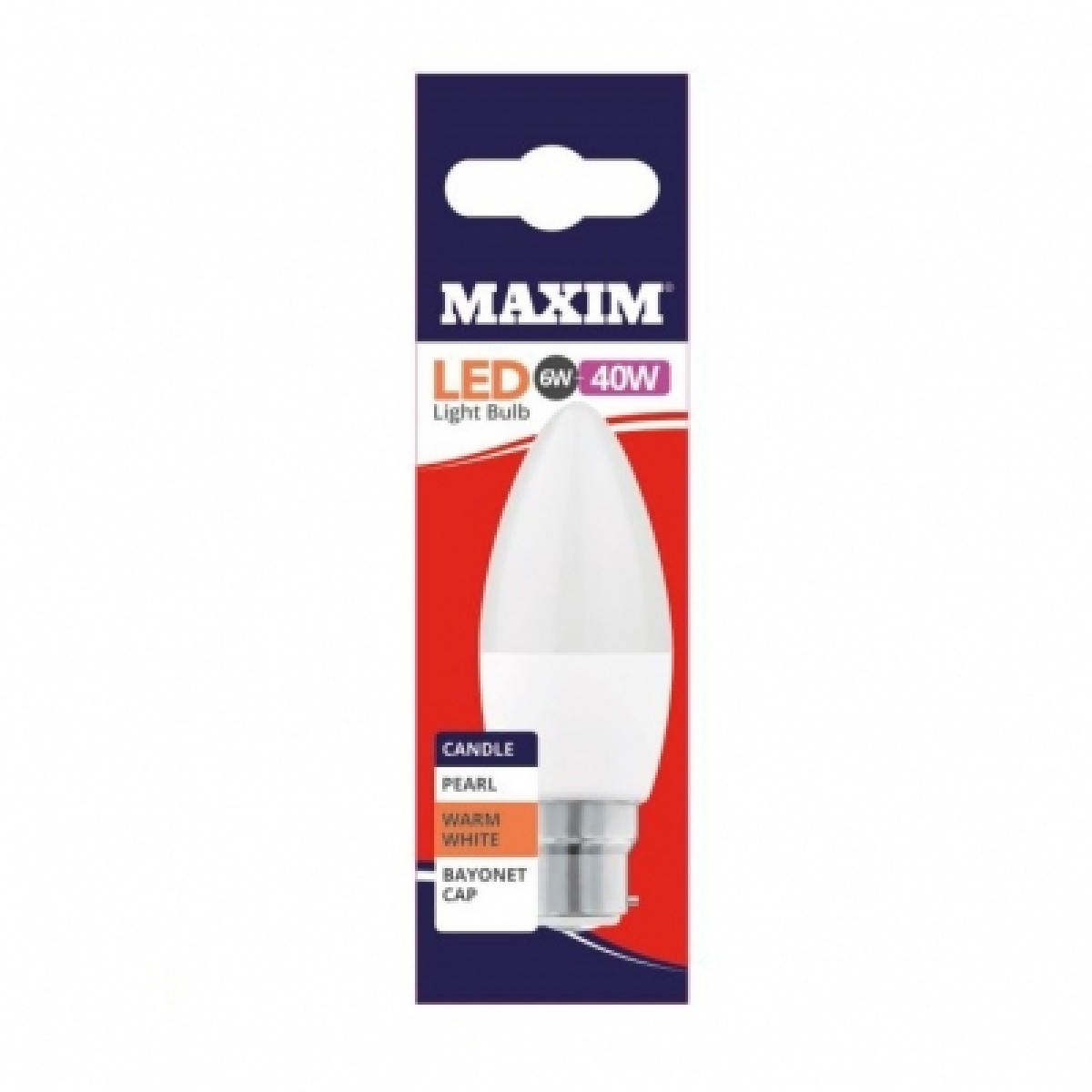Maxim LED Bayonet Low Energy Candle Light Bulb 6w = 40w Warm White ...