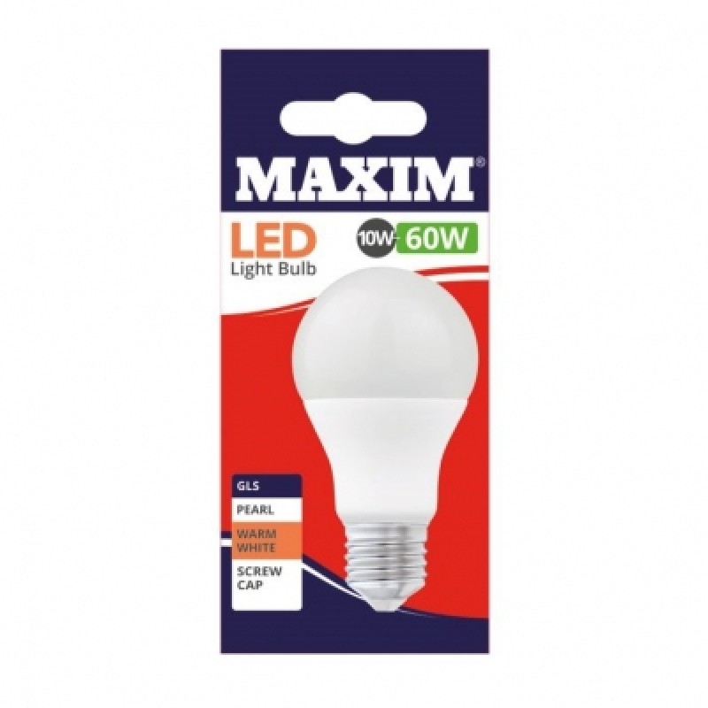 Maxim LED Screw Low Energy Light Bulb 10w = 60w Pearl Warm White ...
