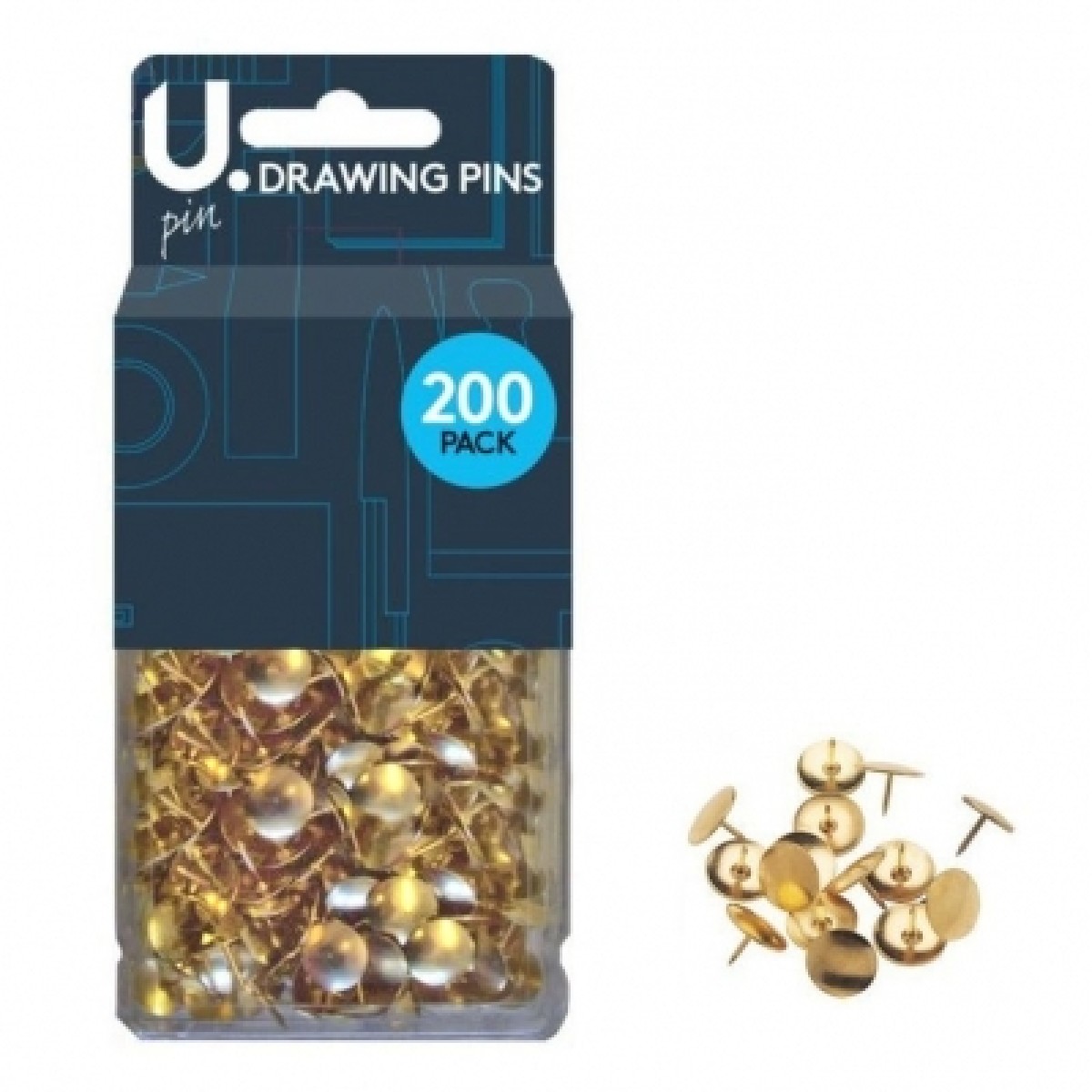 U-Pins Brass Coloured Drawing Pins 200pk P2346 | Sealants and Tools Direct