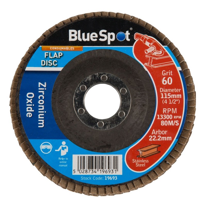Blue Spot 60 Grit Zirconium Sanding Flap Disc 115mm 19693 | Sealants ...