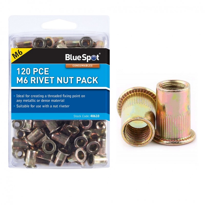 Blue Spot Threaded M6 Rivet Nut Rivnut Nutsert Rivetnut 40610 ...