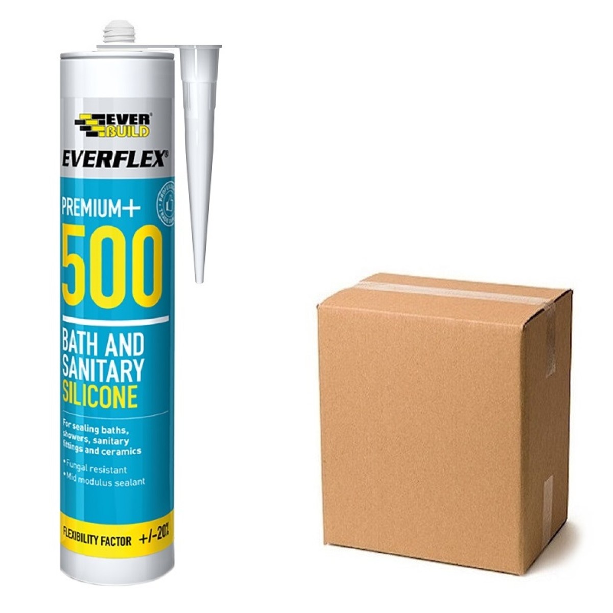 Everbuild 500 Everflex Silicone sealant Ivory Clear White Box of 25 ...