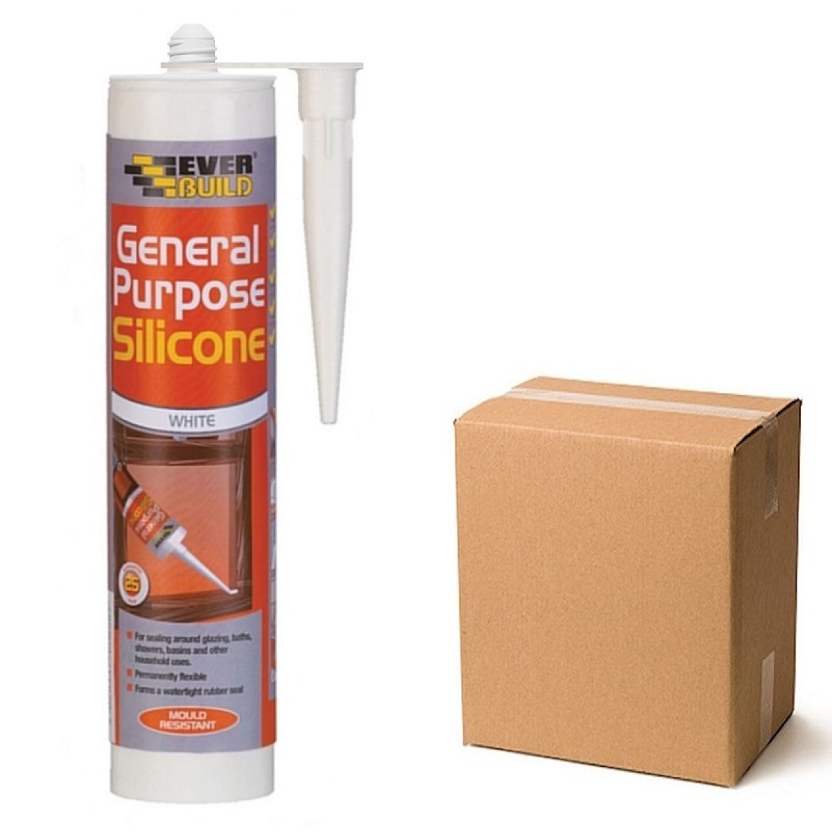 Everbuild General Purpose Silicone Sealant 280ml Black Brown Clear Grey ...