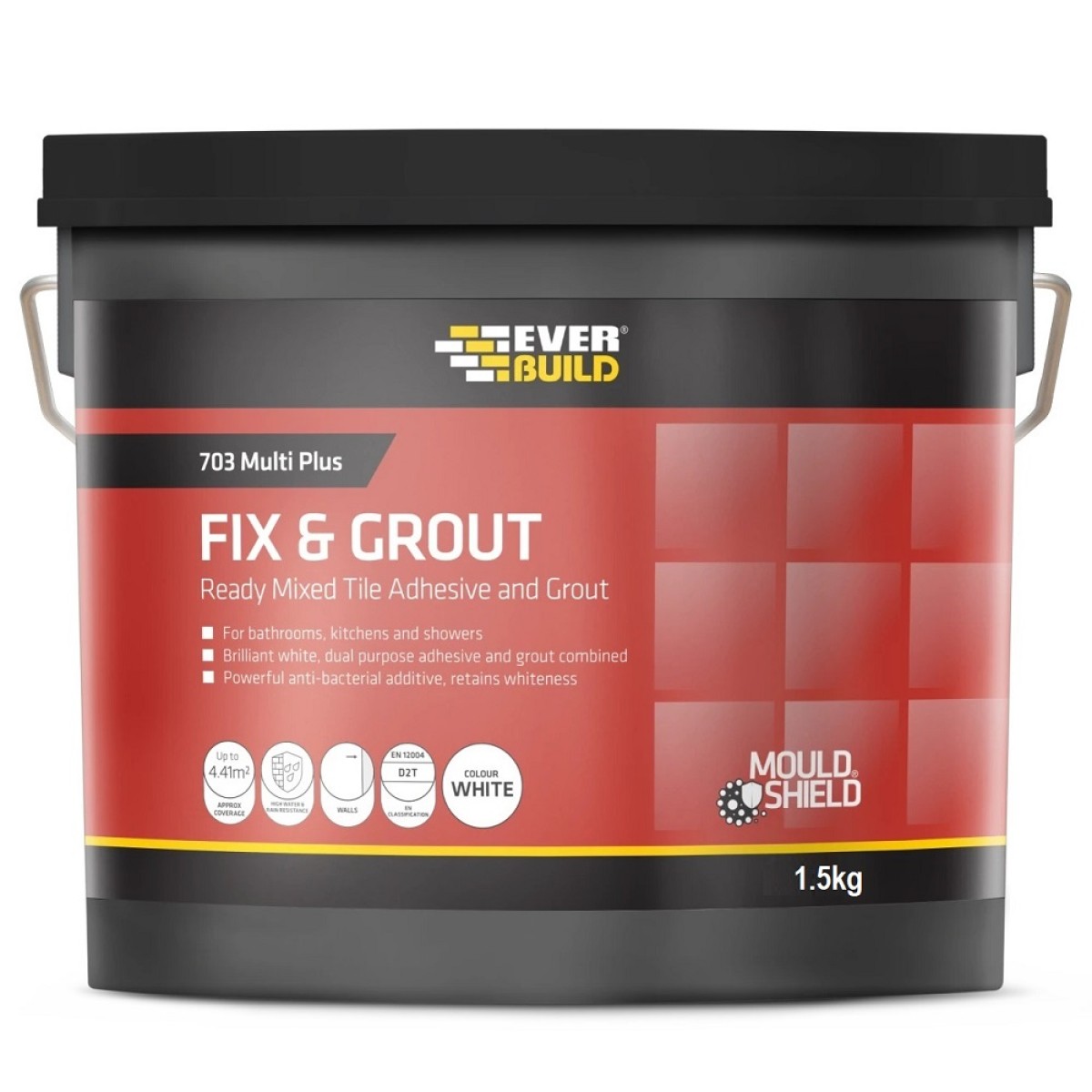 Everbuild 703 Fix & Grout Multi Plus Tile Adhesive White 1 litre 1.5kg ...