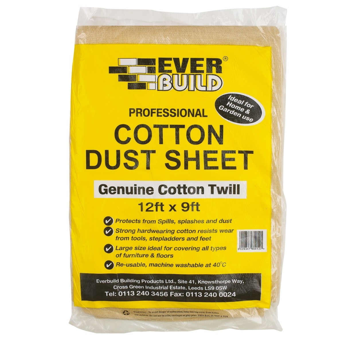 Everbuild Decorators Cotton Twill Dust Sheet 12 x 9 ft 3.6m x 2.7m ...