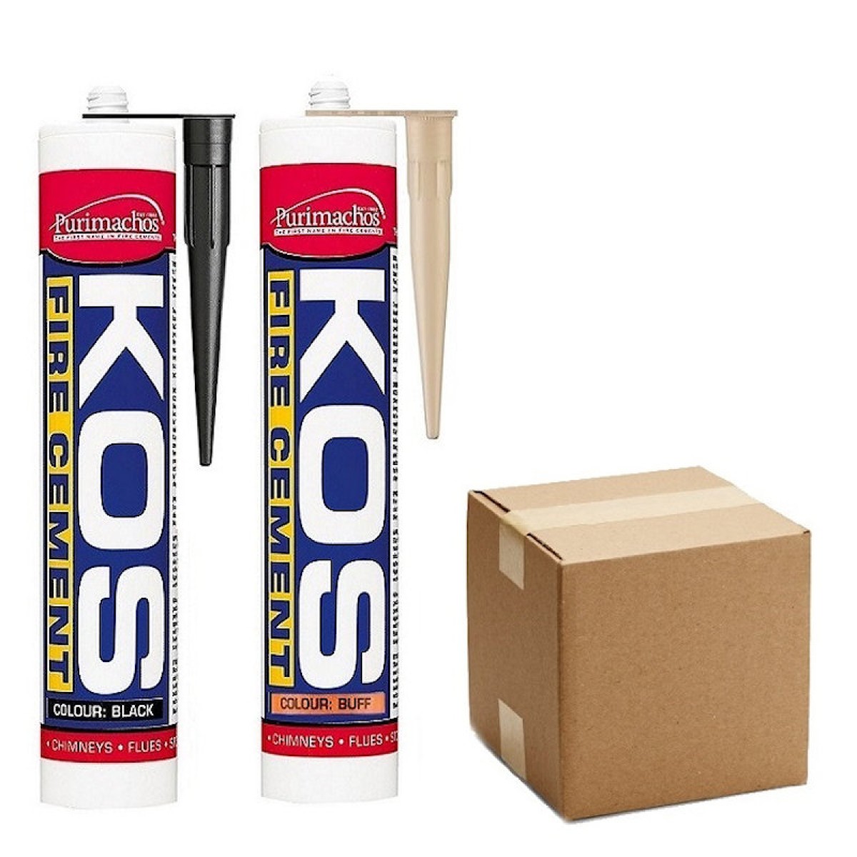 Everbuild Kos Fire Cement 486239 Buff 488425 Black Cartridges Box of 12 ...
