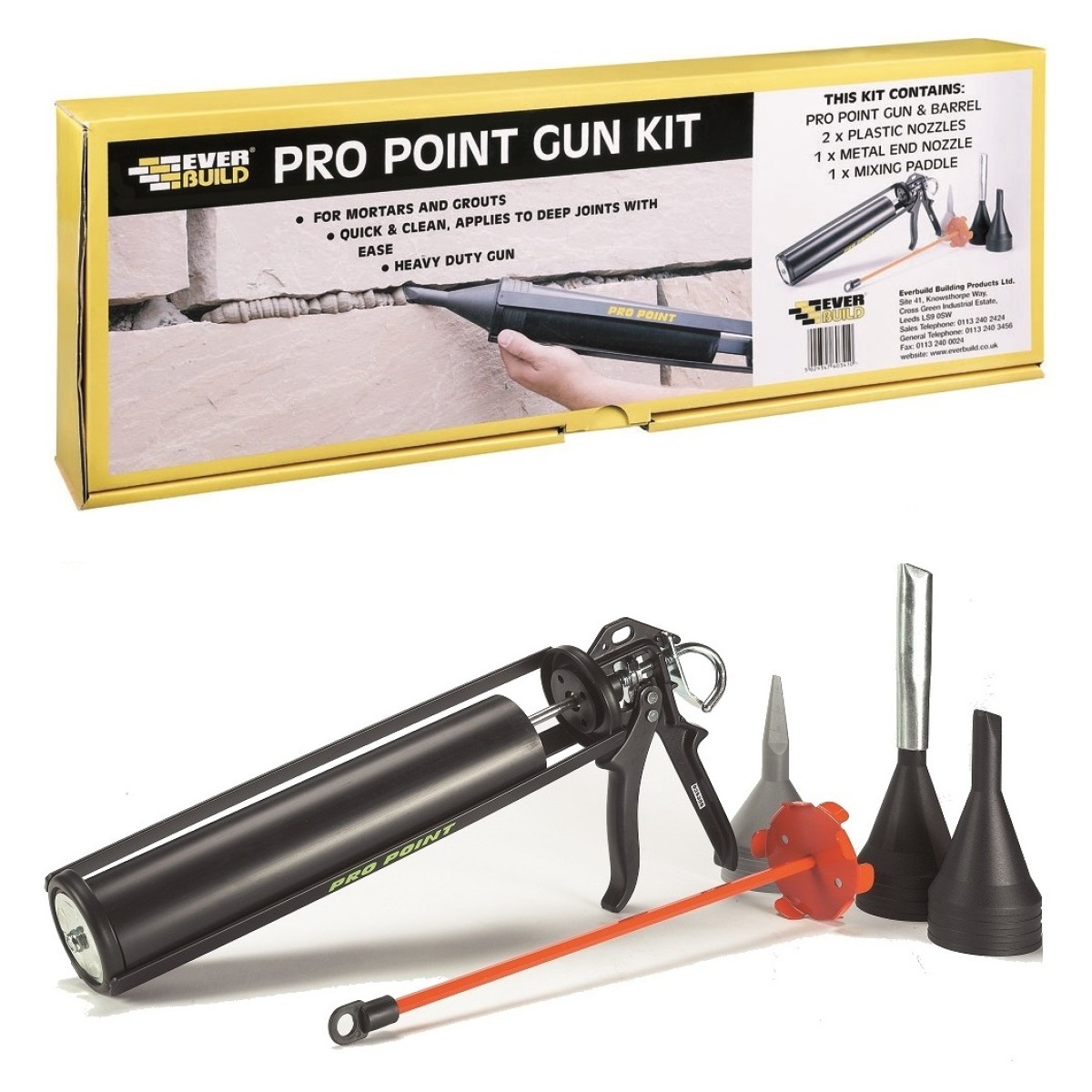 Everbuild Pro Point Mortar Jointing Cement Grout Pointing Gun Kit ...