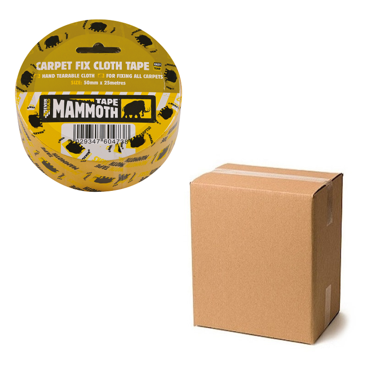 Everbuild Mammoth Carpet Fix Cloth Tape 50mm 488761 Box of 12 ...