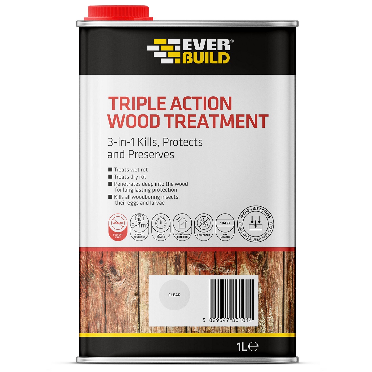 Everbuild 1 Litre Wood Treatment Lumberjack Triple Action 483183 LJUN01 ...