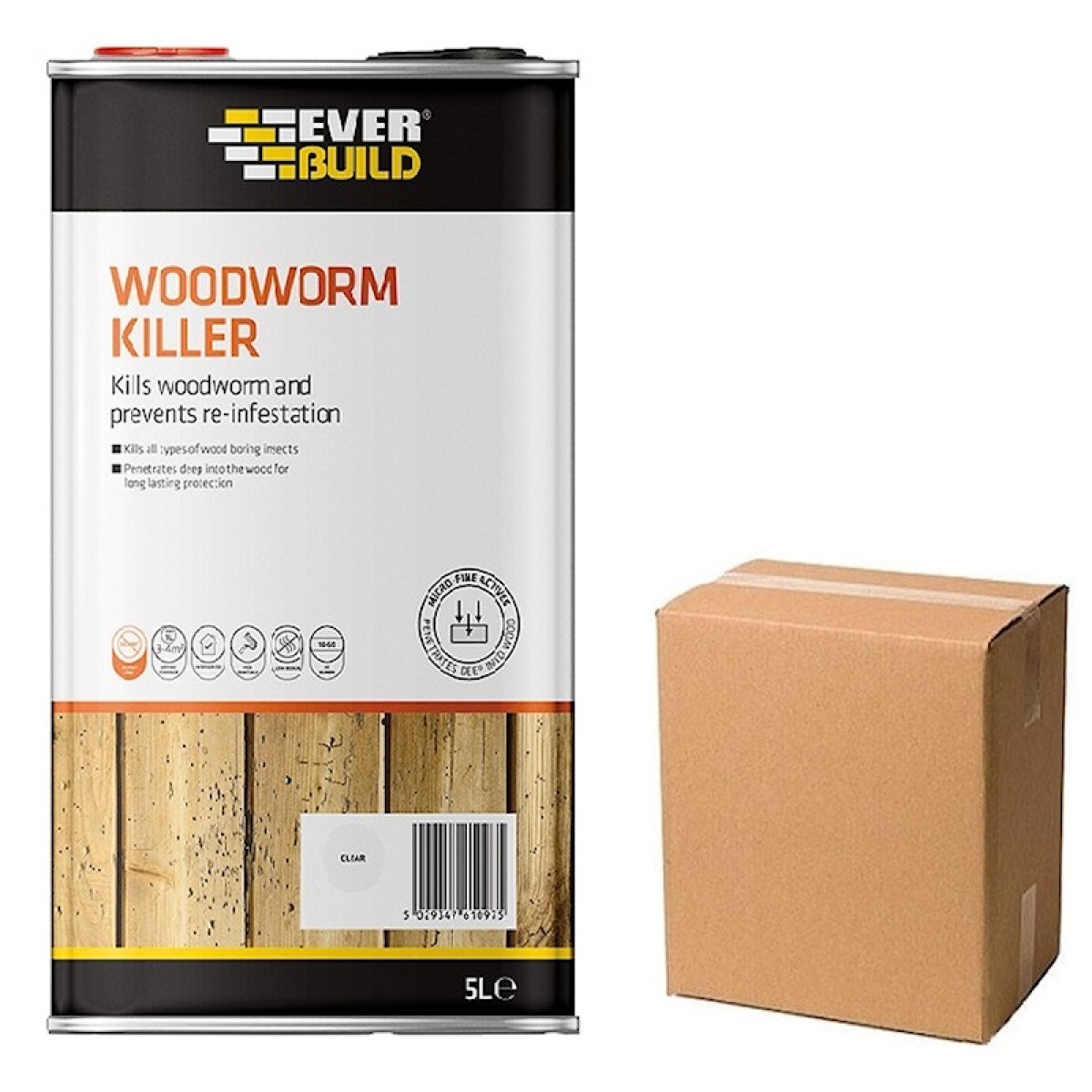 Everbuild Lumberjack Wood Worm Killer 5 Litre LJWORM05 Box of 4 ...