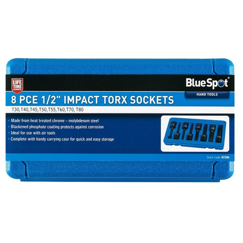 Blue Spot 01506 Impact Socket Torx Male Driver Tool Bit Set 1/2 inch ...