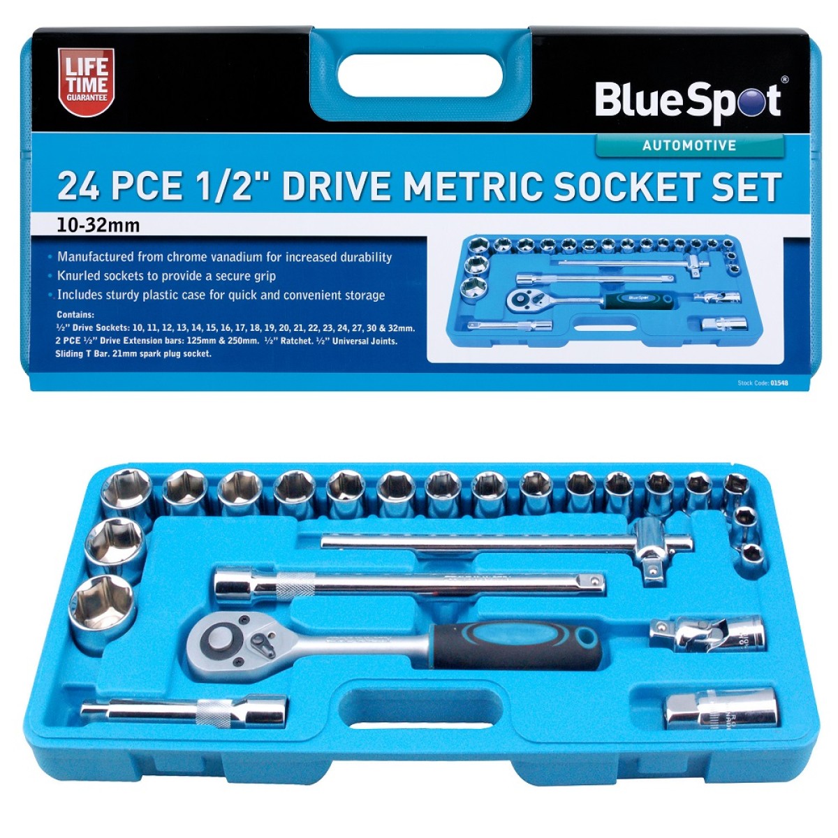 Blue Spot Tools 1/2 Inch Metric Socket 24pc Set 01548 Bluespot ...