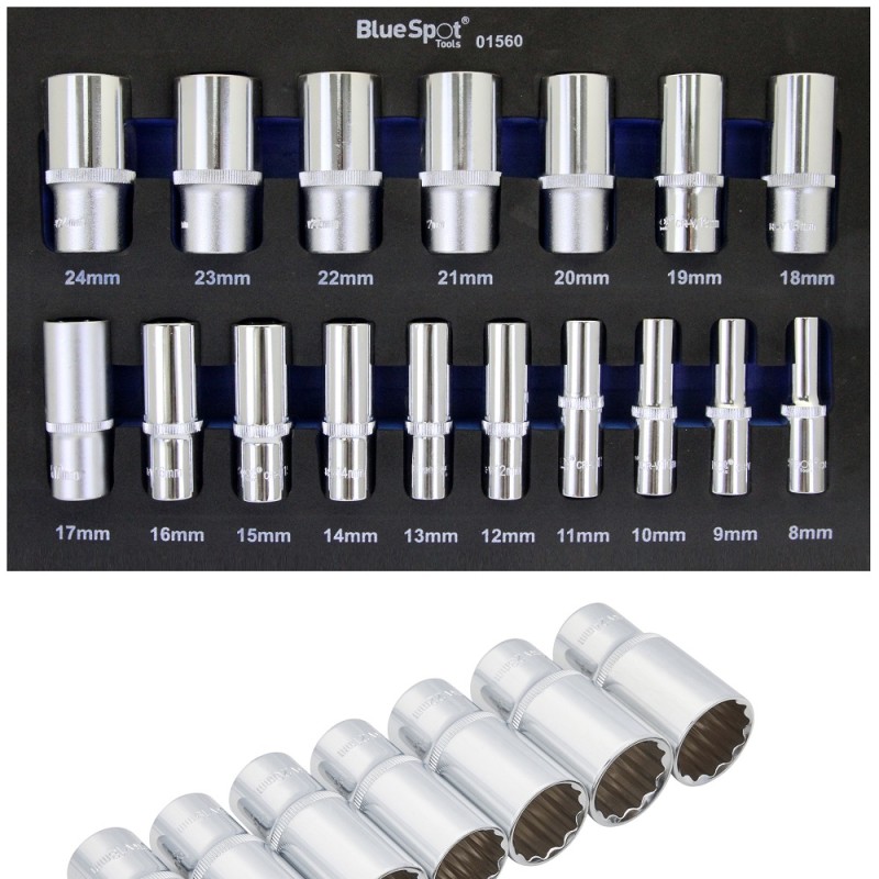Blue Spot Tools 3/8" Metric Deep Socket Set in EVA Toolbox Foam 01560 ...