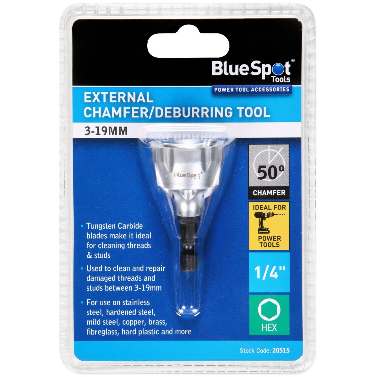 Blue Spot External Thread Chamfer Deburring Tool 3mm to 19mm 20515 ...
