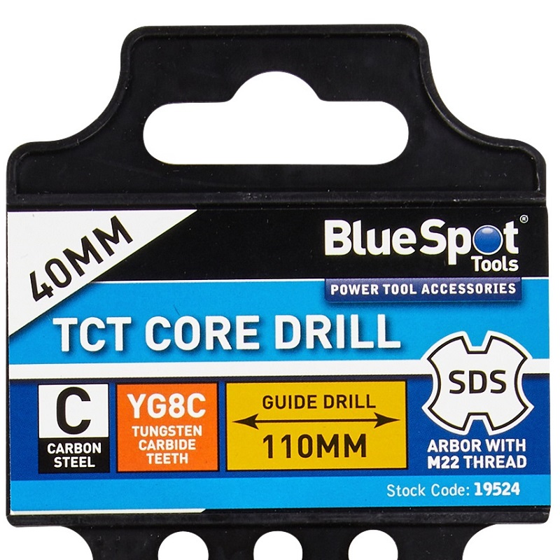 Blue Spot Tools TCT Core Masonry Hole Saw SDS Drill Bit 40mm 19524 ...